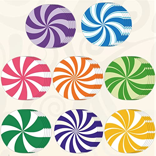 48 Pieces Peppermint Candies Cutouts Home Classroom Decoration Sweet Peppermint Cut Outs with Glue Point Dots for Winter Bulletin Board School Christmas Party, 5.9 x 5.9 Inch(Colorful)