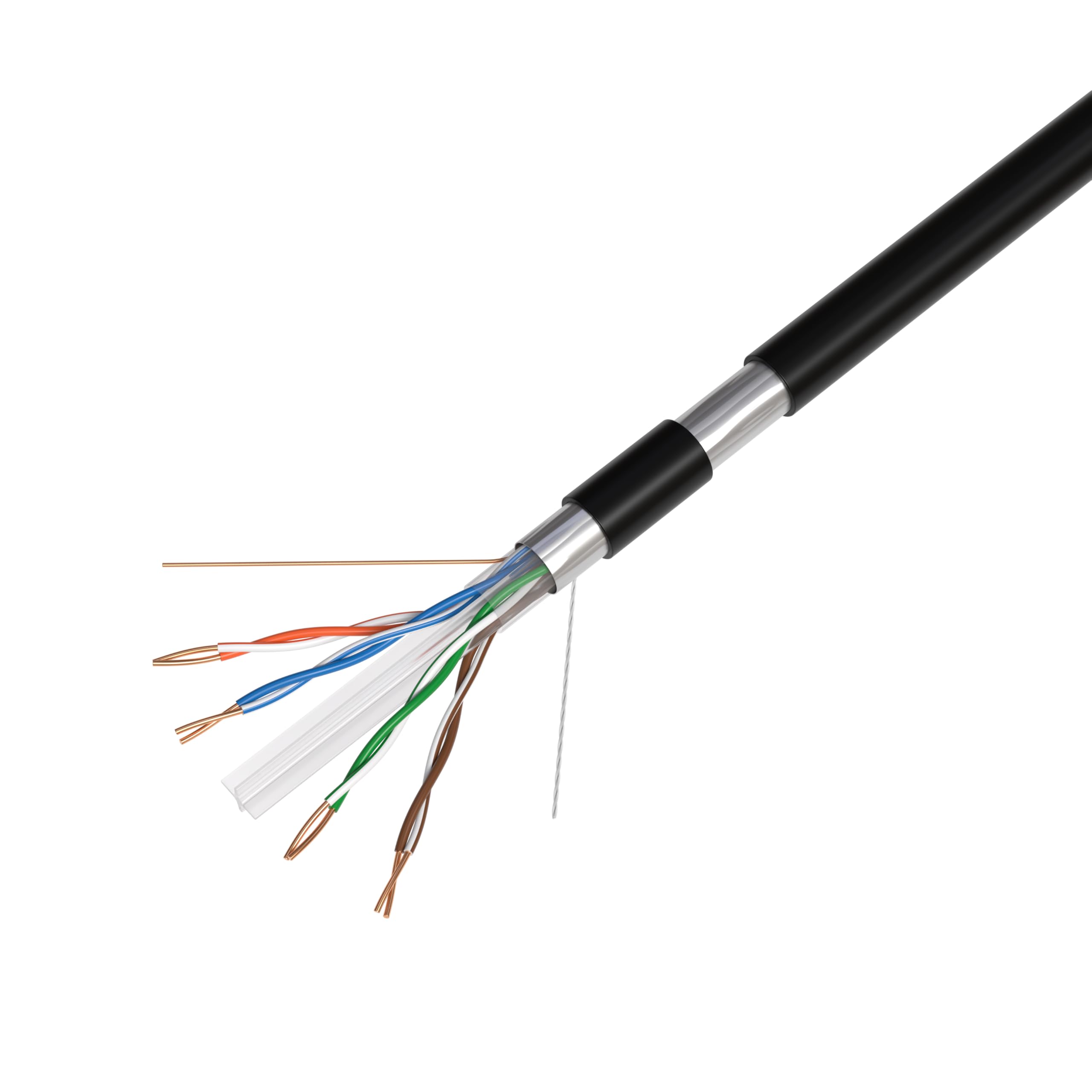 Cables Direct Online CAT6 1000FT Outdoor Weatherproof 23 AWG 550MHz Cable FTP Wire Solid Direct Burial UV (1000FT, FTP (Shielded))