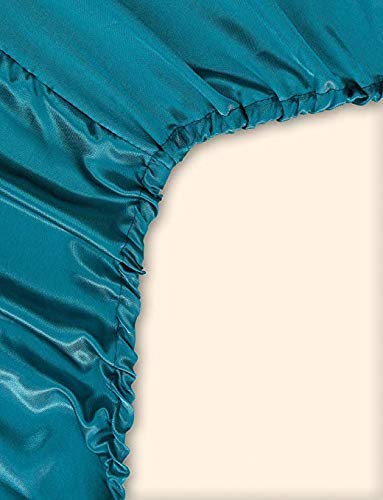 California Drapes Soft & Silky Satin Crib Fitted Sheet, Great for Babies with Sensitive Hair, Fully Elastic All Around for A Secure Fit (Teal)