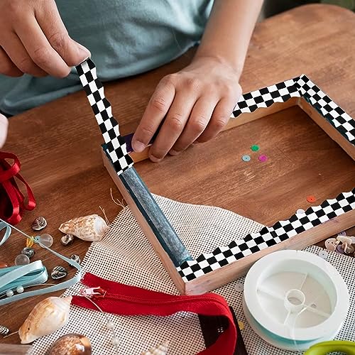 4 Rolls132ft Checkerboard Bulletin Board Trim Girl Style Bulletin Board Borders Checker Scalloped Bulletin Board Borders Racing Theme Back to School Party Decor with 140 Pieces Glue Point dots