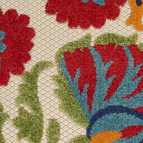 Nourison Aloha Indoor/Outdoor Red/Multi 2'3" x 12' Area -Rug, Easy -Cleaning, Non Shedding, Bed Room, Living Room, Dining Room, Deck, Backyard, Patio (2x12)