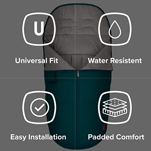 Diono All Weather Stroller Footmuff, Universal Fit from Baby to Toddler with Cozy Super Soft Padding, Weatherproof, Water Resistant Lining, Blue Turquoise