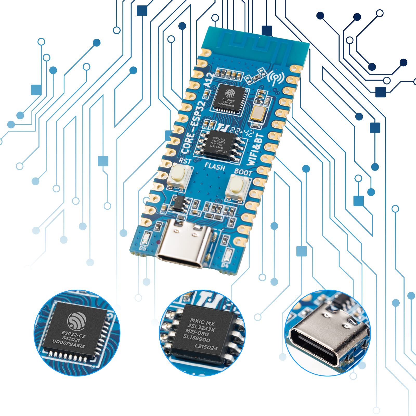 2 PCS ESP32-C3 ESP32 USB C Development Boards with WiFi, Bluetooth, BLE Support, ESP32 C3 Microcontrollers with Up to 160MHz Clock Speed, 4MB Flash, 384KB ROM, 400KB SRAM, Arduino IDE Compatible