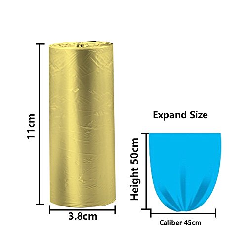 5 Rolls Small Trash Garbage Bags, 4 Gallon Strong Thin Material Disposable, Kitchen, Durable Plastic Trash Bags for Office Home Bedroom Garden Waste Bin, 100 Counts (Golden)