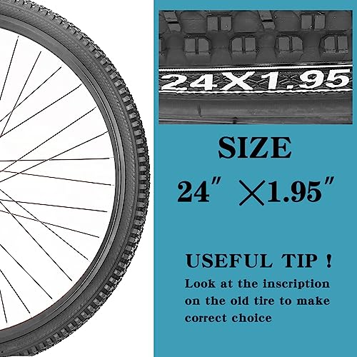 2 Pack Anti-Puncture 24x1.95 Bike Tires with 2 Levers and with or without 2 Inner Tubes (24x1.95-2 Tires 2 Levers)