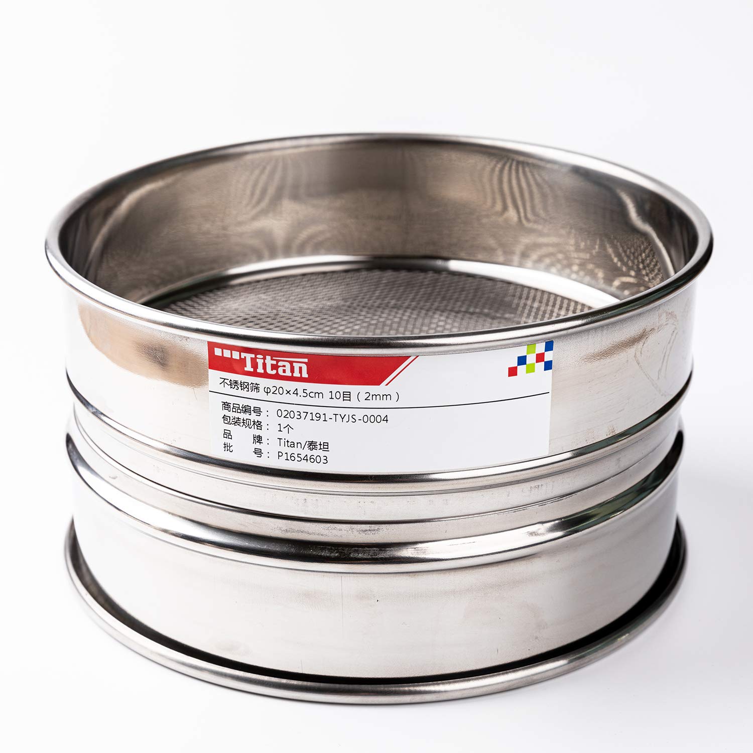 Adamas-Beta φ20×4.5cm Diameter 10 Mesh 304 Stainless Lab Sieves Economy Test Sieve 304 Stainless Steel Wire Cloth(2mm)