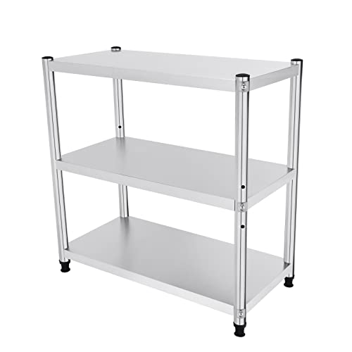 32"×16" Stainless Steel Table, Heavy Duty Stainless Steel Table for Prep, Shelf Organizer Kitchen Storage Shelves Garage Shelves, Commercial Kitchen Work Table for Restaurant, Home and Hotel, Silver