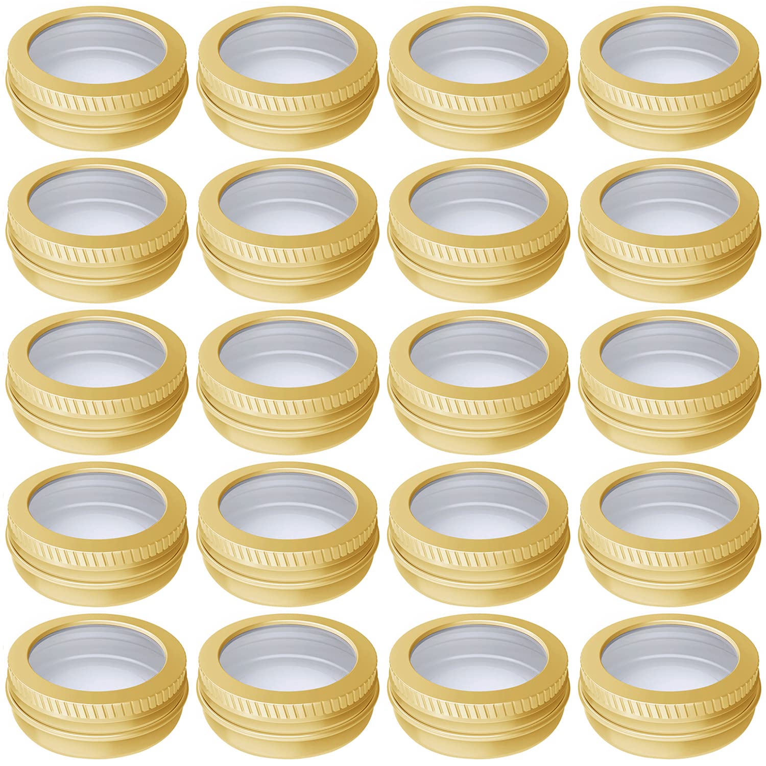 2 Ounce Aluminum Tin Jar Refillable Containers 60 ml Aluminum Screw Lid Round Tin Container Bottle for Cosmetic, Lip Balm, Cream, 20 Pcs Gold