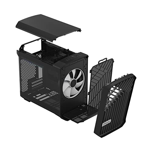 Fractal Design Torrent Nano RGB Black - Light Tint Tempered Glass Side Panels - Open Grille for Maximum air Intake - 180mm RGB PWM Fan Included - Type C - mITX Airflow Mini Tower PC Gaming Case