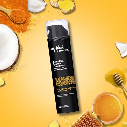 MY BLACK IS BEAUTIFUL Nourishing Leave-In Conditioning Cream, for Curly and Coily Hair with Coconut Oil, Honey, and Tumeric, 6.3 fl oz