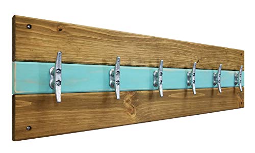 Cape May Boat Cleat Clothing, Coat or Towel Rack, Nautical Home Decor - Coat Hooks - 20 Colors - Shown in Driftwood & Sea Blue - HANDMADE IN THE USA
