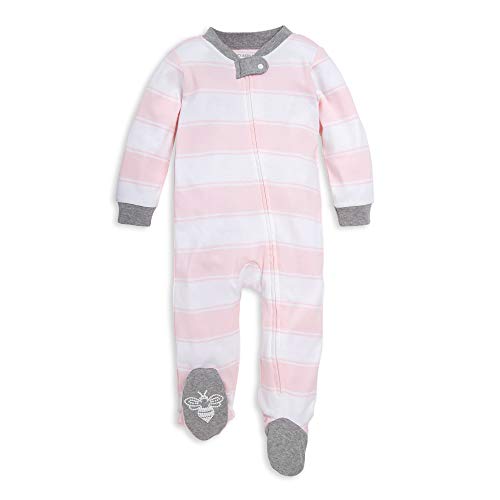 Burt's Bees Baby Girls Zip Front One-Piece Pajamas, Sleep & Play Loose Fit, 100% Organic Cotton, Newborn to 6-9 Months