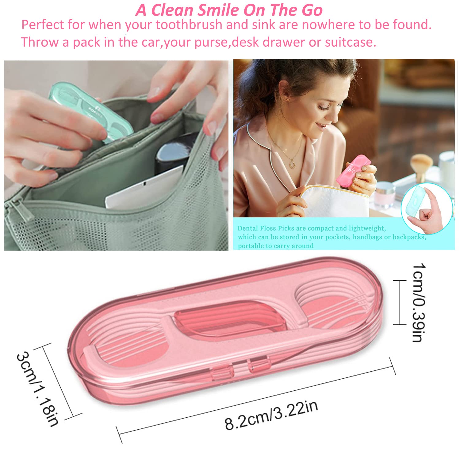 236PCS Dental Floss Picks Flosser Dispenser Dental Floss Case Travel Floss Case Toothpicks Sticks Superfine Dental Picks for Teeth Cleaning