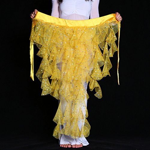 2022 Party Belly Dance Hip Scarf Waist Belt Skirt for Women/Children(Yellow) Medium