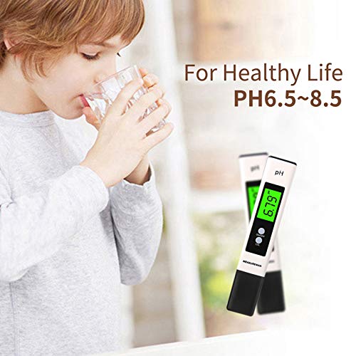 MEASUREMAN PH Meter and TDS Meter Combo,0-14 PH Value, 0.01 Resolution TDS Meter, EC Meter & Temperature Meter 3 in 1, Accuracy ± 2%, 32.0-176.0°F Green Backlight Meter"