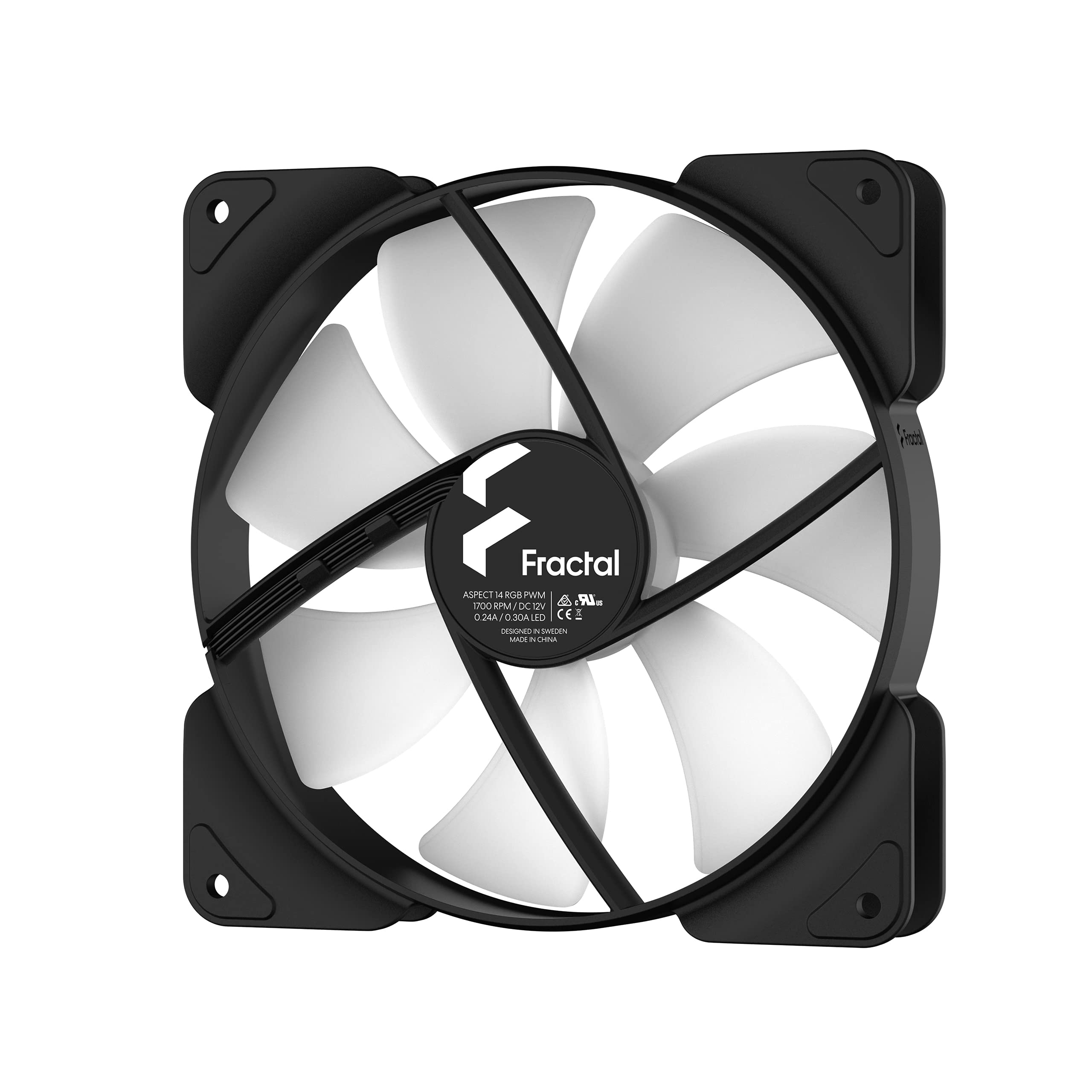 Fractal Design Aspect 14 RGB 140 mm PWM Wide 500-1700 RPM Range Black Frame 3-Pack Computer Fan