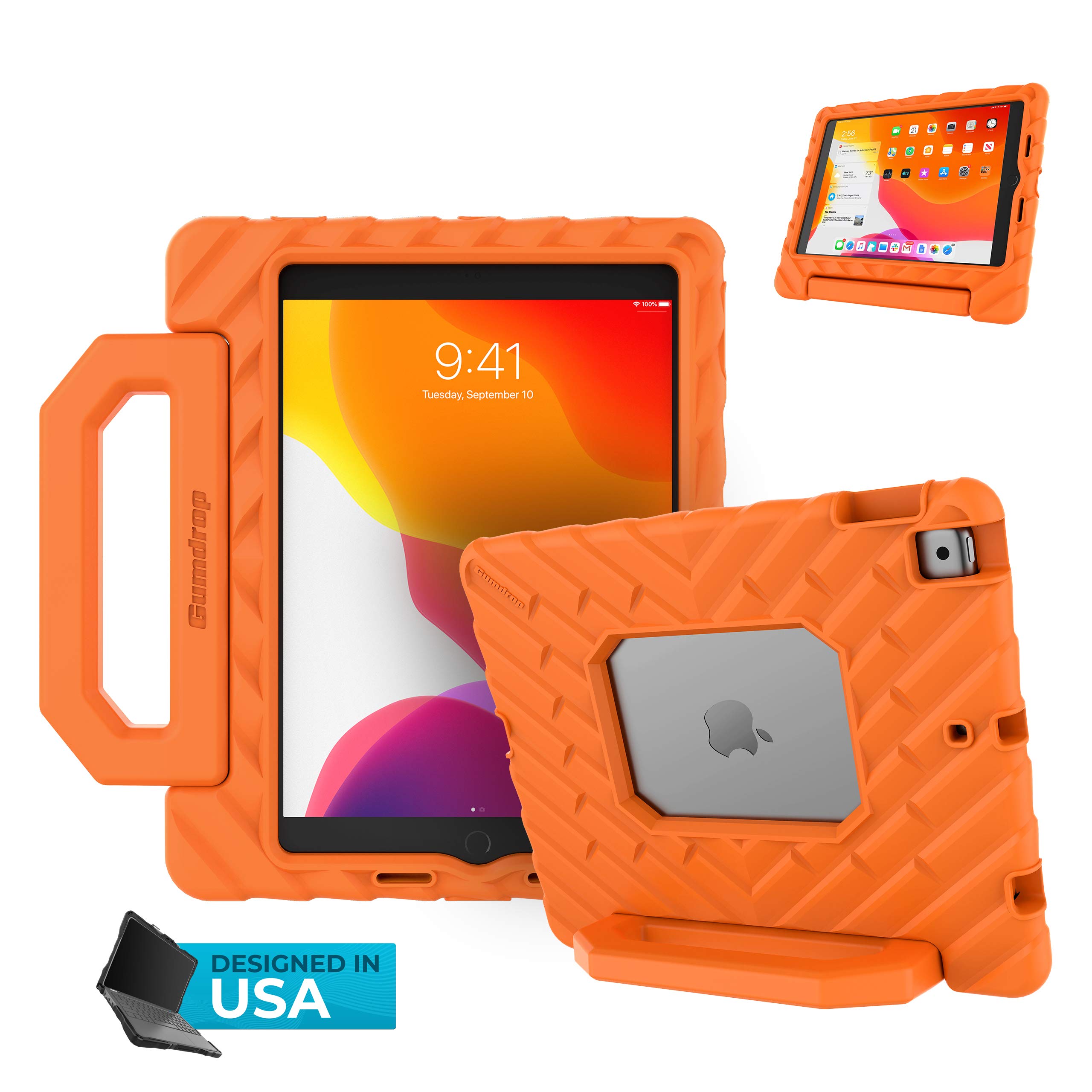 Gumdrop FoamTech Case Fits Apple iPad 9th | 8th | 7th Gen (10.2-inch) Designed for K-12 Students Teachers & Classrooms – Drop Tested Rugged Shockproof Bumpers for Reliable Device Protection– Orange