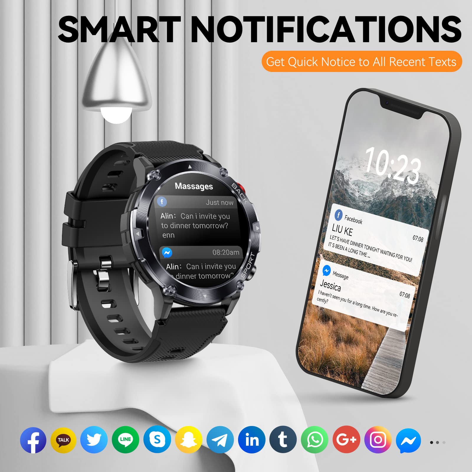 2022 Smart Watch for Men Answer Make Call Activity Tracker 1.32" Touch Screen Fitness Tracker with Heart Rate Sleep Monitor Sports Smart Watches Compatible with Android iPhone Samsung