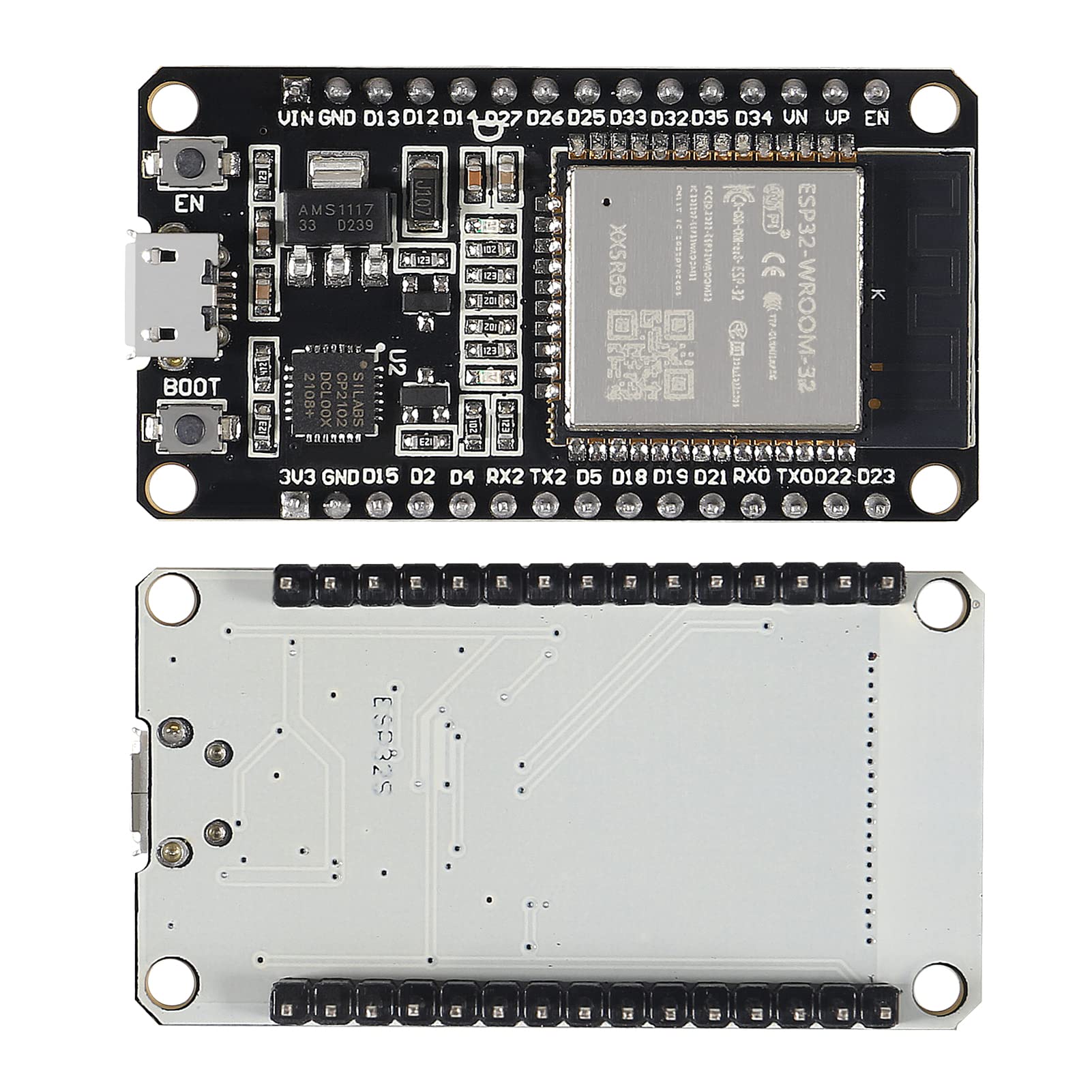 2 Sets ESP-WROOM-32 ESP32 ESP-32S Development Board CP2102 WiFi+Bluetooth Ultra-Low Power Dual Core ESP32-DevKitC-32 ESP-WROOM-32 with Expansion Board for Arduino IDE