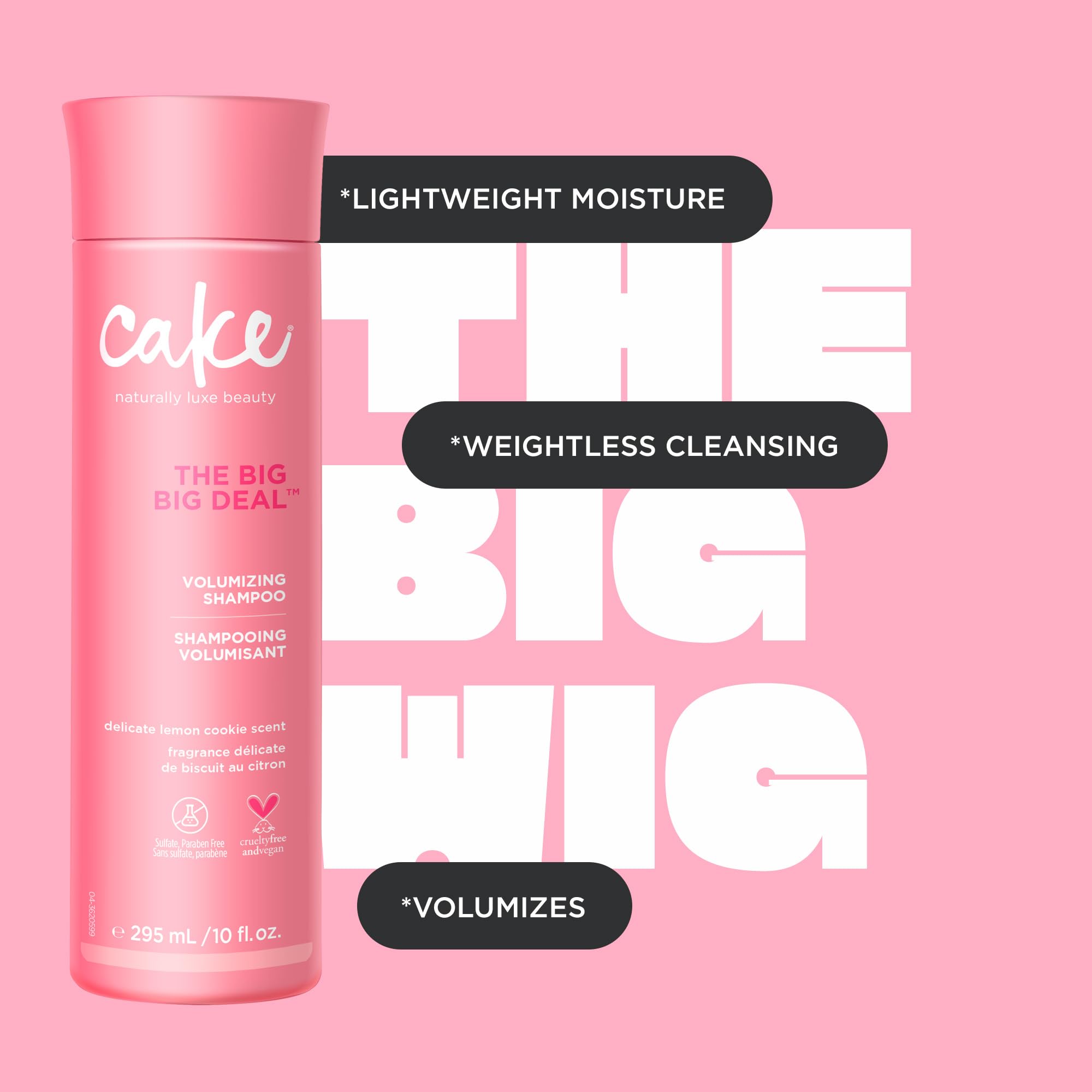 Cake Beauty Volumizing Shampoo, The Big Big Deal– Body Boosting & Weightless Cleansing – With Aloe Vera Rice & Soy Protein – For All Hair Types – 10 Fl Oz / 295 ml