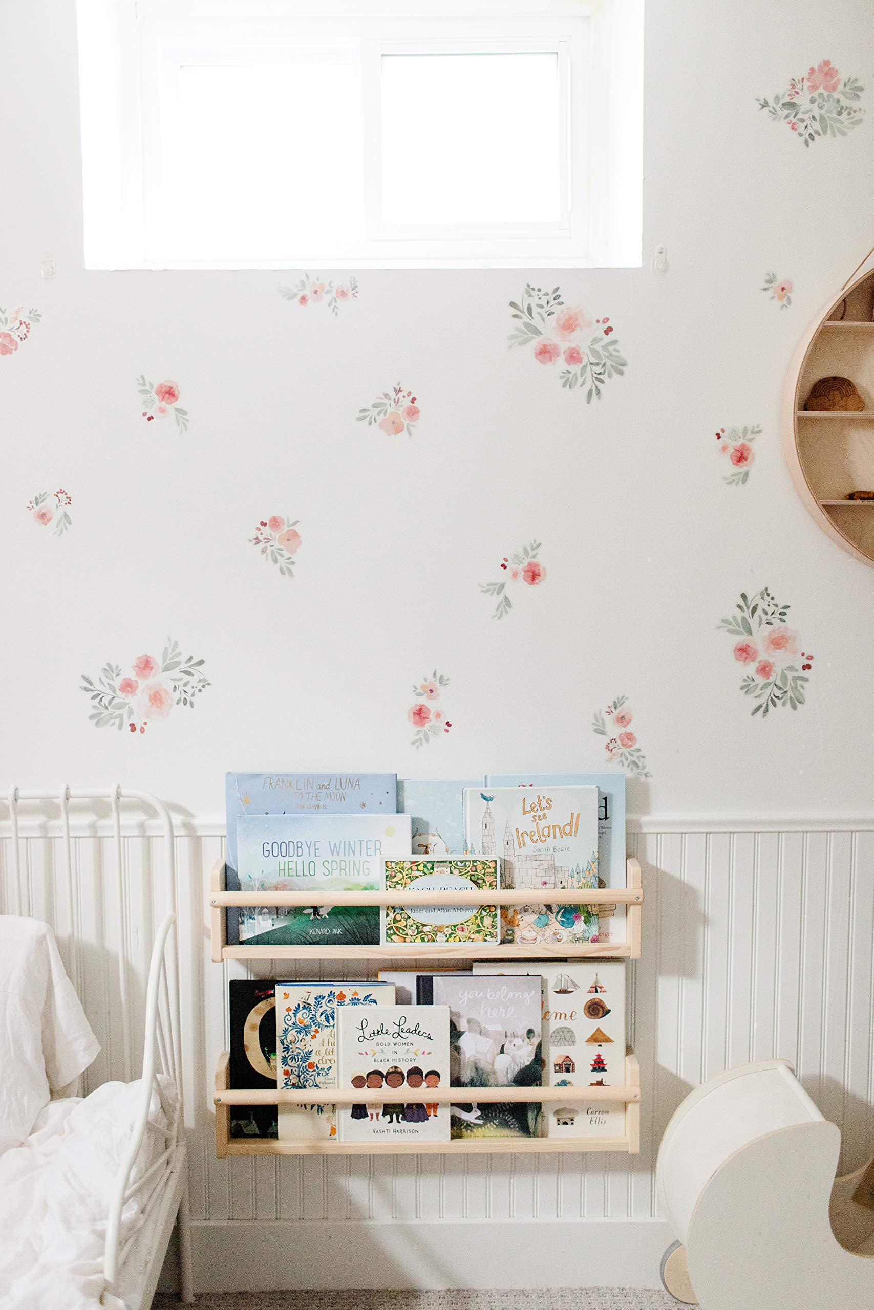 Modern Maxwell Wall Art Decals for Girls Nursery, Bedroom, Living Room “Blush” Watercolor Floral Room Sticker 80 Pieces