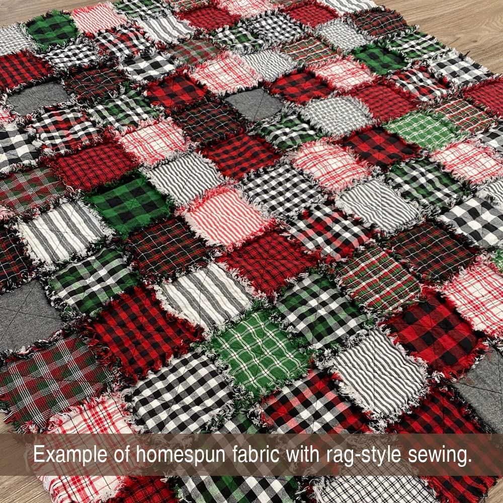 40 Buffalo Lodge Christmas Charm Pack, 5 inch Precut Cotton Homespun Fabric Squares by JCS
