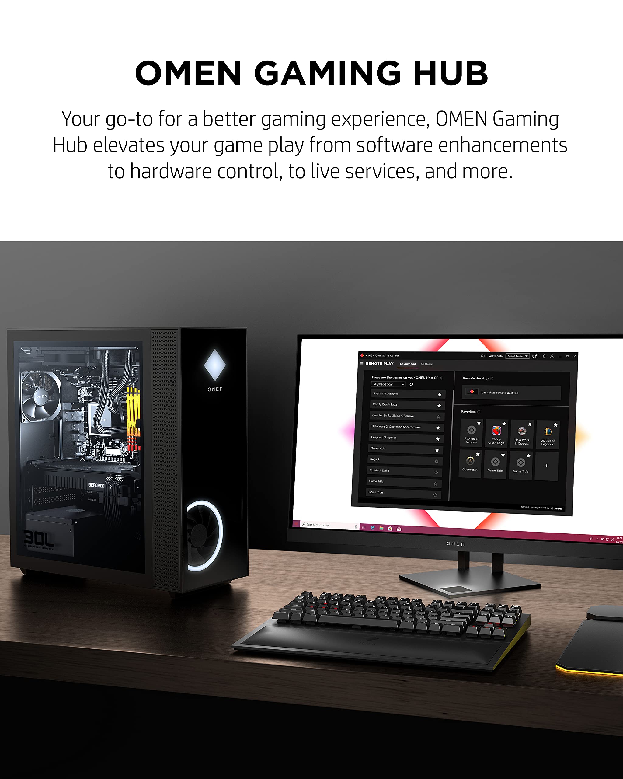 Omen 30L Gaming PC, NVIDIA GeForce RTX 3070, AMD Ryzen 7 5800X, HyperX 32 GB RAM, 1 TB SSD, Windows 10 Pro, Wi-Fi 6 & Bluetooth 5, Liquid Cooling, RGB Lighting (GT13-1170, 2021)