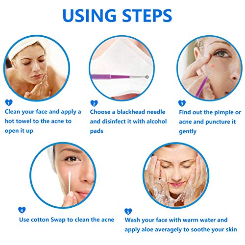 Blackhead Extractor Tools, Ybaoo 10 Pcs Professional Pimple Popper Tool Kit with Metal Case for Quick and Easy Removal of Blackheads,Pimples,Zit Removing,Facial and Nose(Colorful)