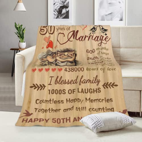 50th Anniversary Throw Blanket for Him Her, Super Soft Flannel Blanket, Comfy Plush Bed Blanket, Warm Gifts for Special One