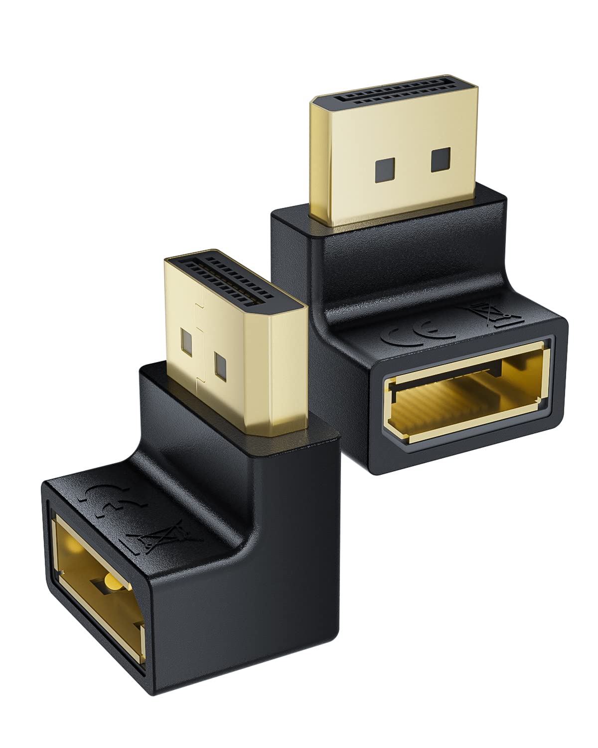 90 Degree Displayport Cable Adapter Converter UP/Down DP Adapter, BolAAzuL Left/Right Angled DP Displayport Adapter Connector UHD 4k/60Hz 2K/144Hz DP 1.2 Male to DP Female Angled Extension Adapter
