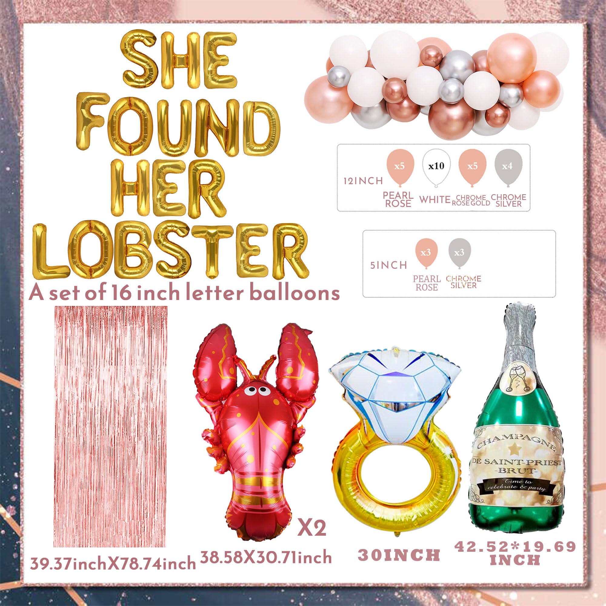 53 PCS She Found Her Lobster Bachelorette Decorations Friends Themed Bachelorette Party Favors Bridal Shower Bachelorette Balloons Engagement