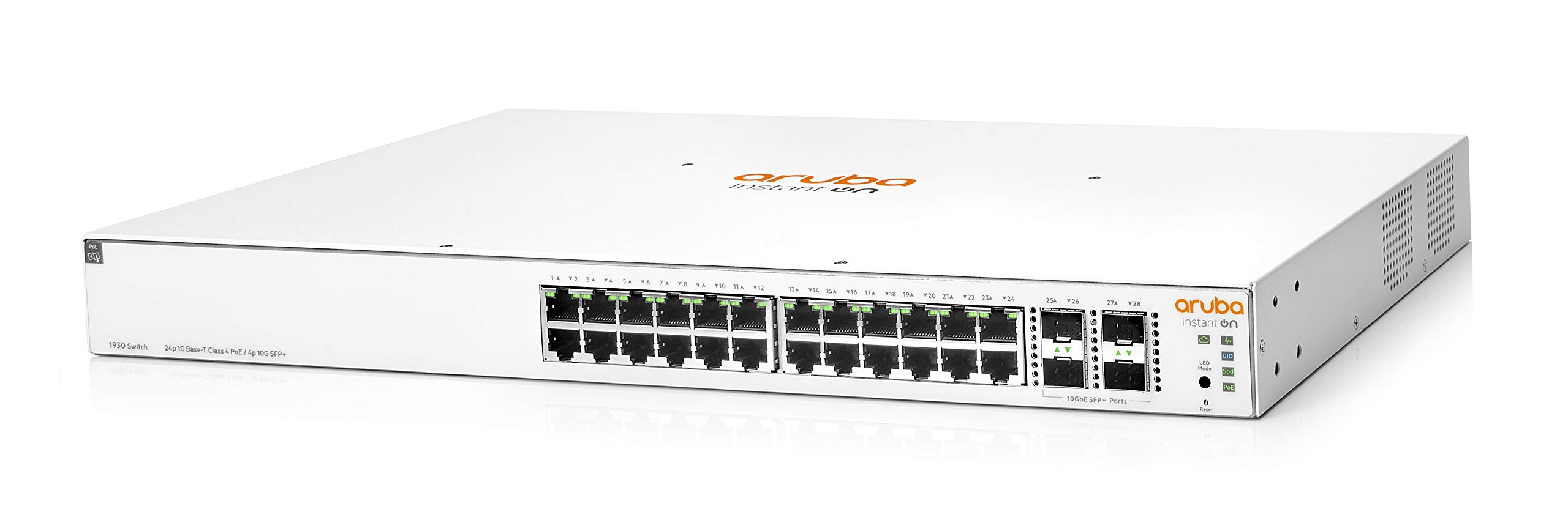 Aruba Instant On 1930 28P Gb Ethernet 24xGE PoE (370W), 4X 1G/10G SFP+, L2+ Smart Switch EU Europe Cord (JL684A#ABB)