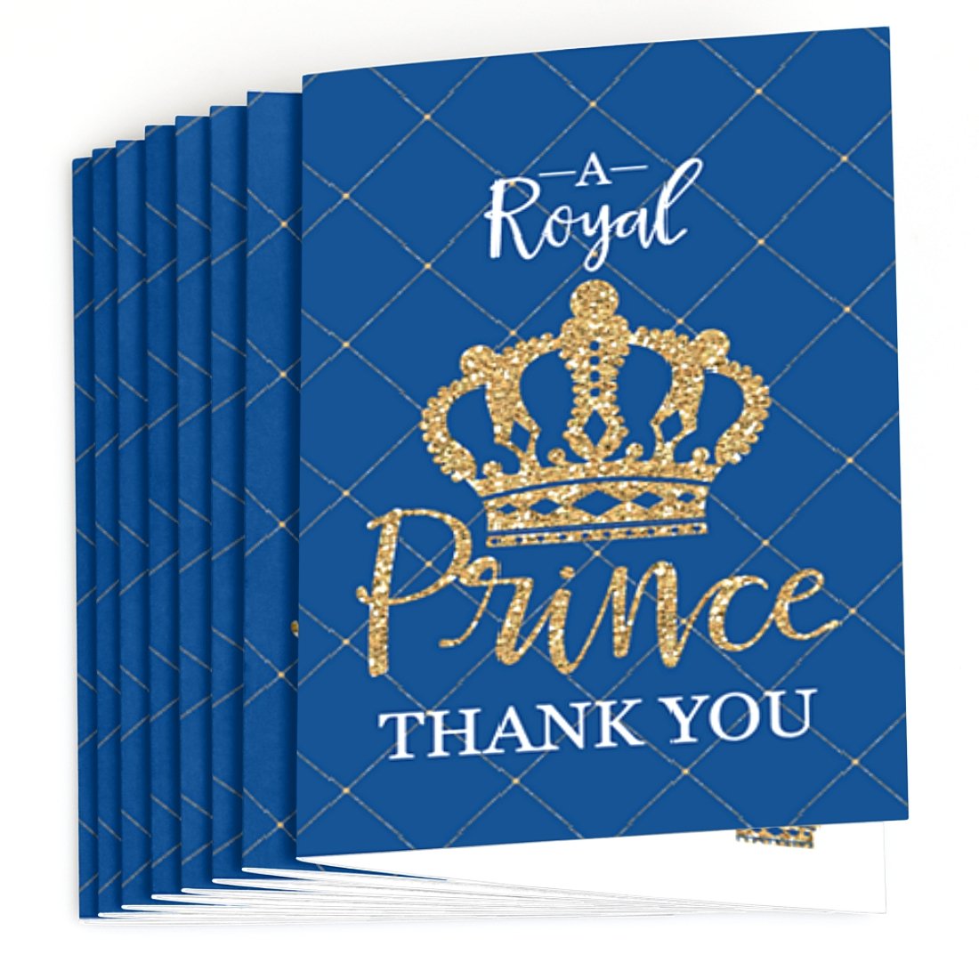 Big Dot of Happiness Royal Prince Charming - Baby Shower or Birthday Party Thank You Cards (8 count)