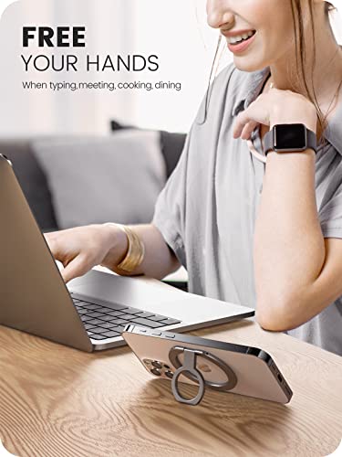 A-LuGei【Removable Wireless Charging】 MagSafe Ring, 【Foldable & Detachable】 Magnetic Cell Phone Ring Holder Finger Kickstand, 【14 Strong Magnets】 Phone Holder for Hand Mag Safe iPhone Ring Holder Grip