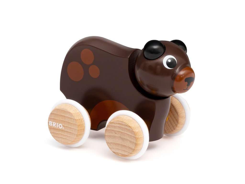 BRIO 30338 Push Along Bear | The Perfect Playmate for Your Toddler, White