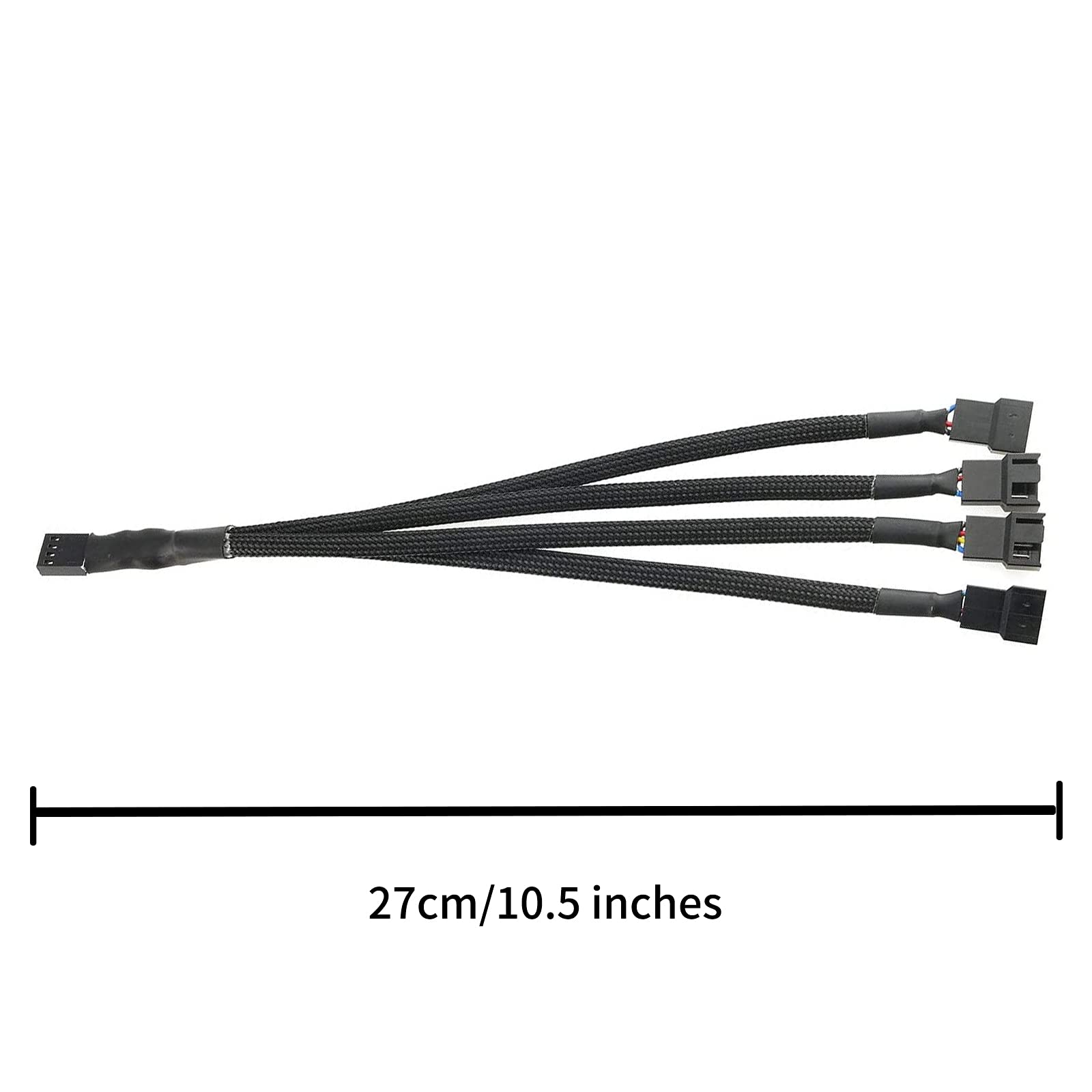 novonest PWM Fan Splitter, 1 to 4 Cable Sleeved Braided Y Splitter,Fan Extension Cable(2 Packs) with 4-pin Adapter, Suitable for All 3-pin and 4-pin Pc Fans,FH-4