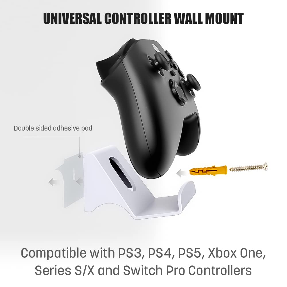 ADZ Game Case Shelf and Controller Wall Mount Holders, Wall Mounted Video Game Organizer Stand for PS5, PS4, PS3, Xbox One & Xbox Series X Games, Controllers and Headphones.