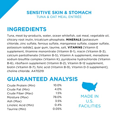 Purina Pro Plan Sensitive Skin And Stomach Wet Cat Food Variety Pack, Sensitive Skin And Stomach Entrees - (24) 3 oz. Cans