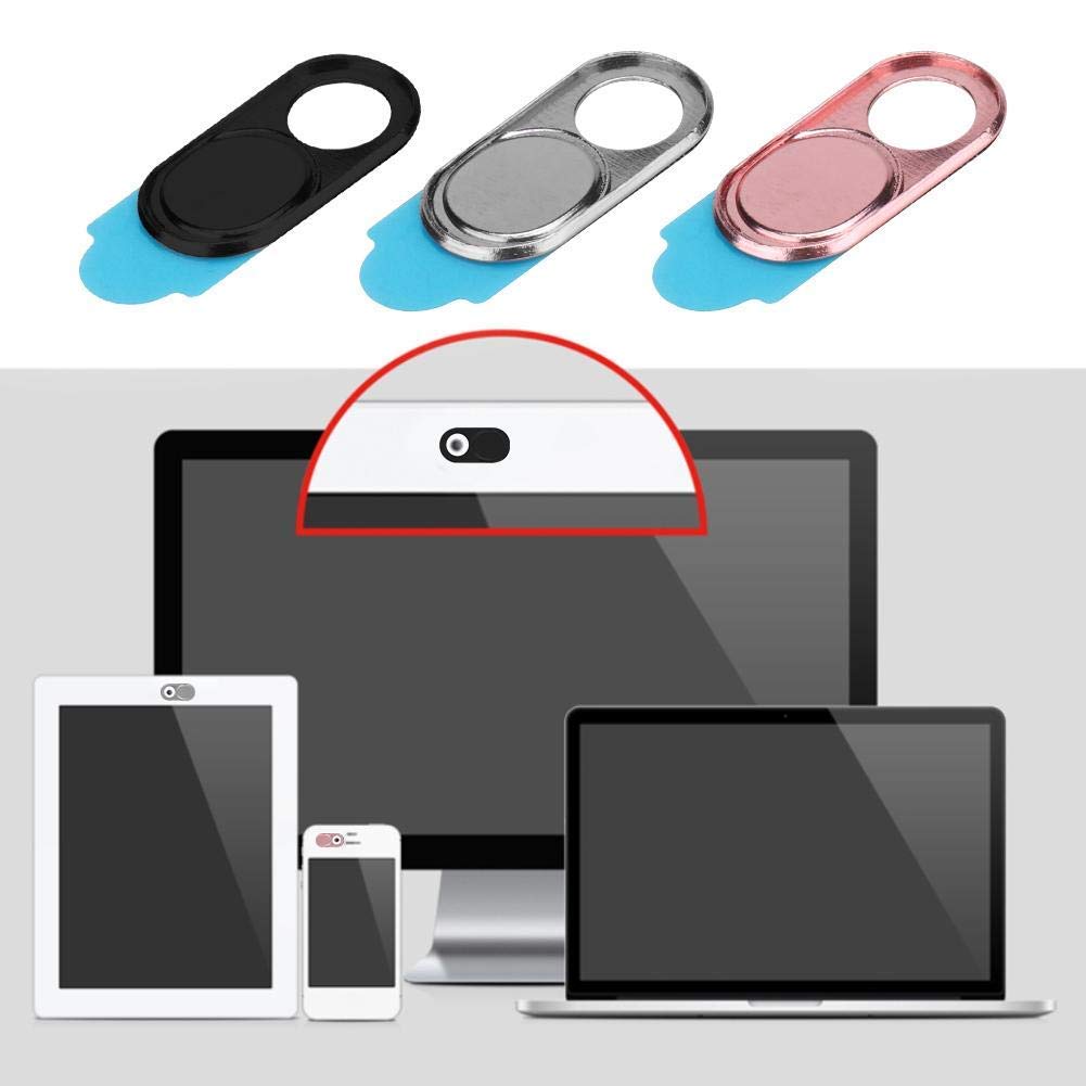 ASHATA 3pcs Metal Camera Lens, Ultra Thin Camera Cover Webcam Cover Blocker Slider for Smartphone Tablet Desktop Laptop(Tricolo