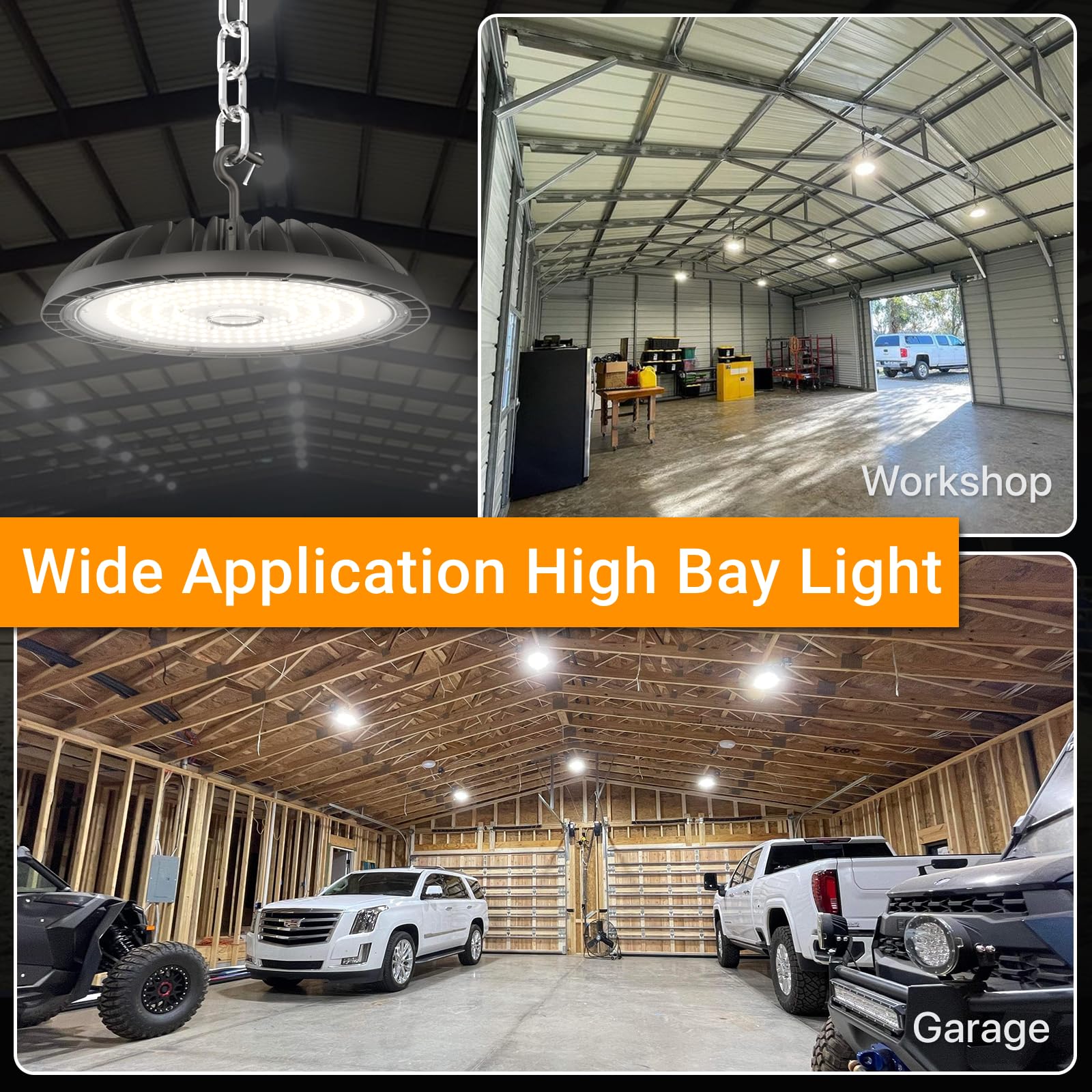 DEMILARE Led High Bay Light 150W, 5000K Bright High Bay Led Lights 22500LM, Durable UFO Bay Lighting (150LM/W) for Workshop, Garage, Barn