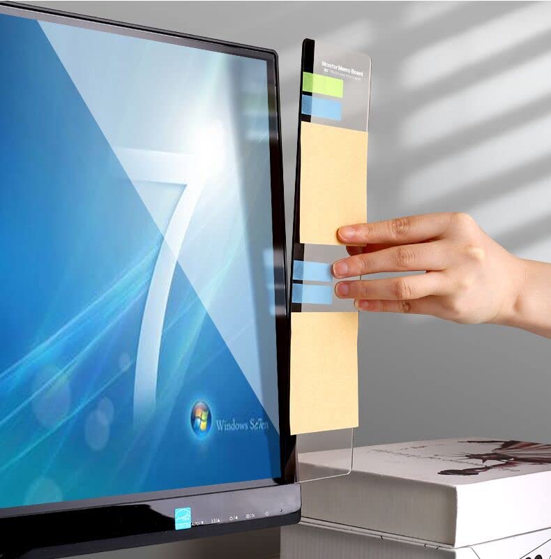 2 pcs Monitor Memo Board,18” Computer Monitor Memo Board,Transparent Monitor Note Holder, Message Board for Computer Monitors,Note Holder for Office Home Desktop Top Mount