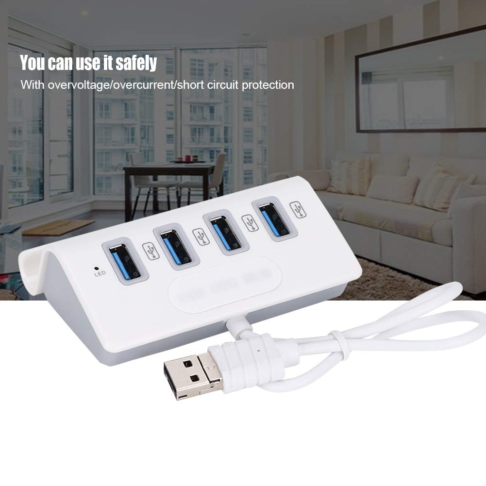 ASHATA 4 Port USB Hub Multiple Interfaces OTG Hub Adapter for Phone Tablet Desktop USB C Hub,BYEASY USB C to USB 2.0 HUB for MAC OS,Linux and Other Operating Systems,White