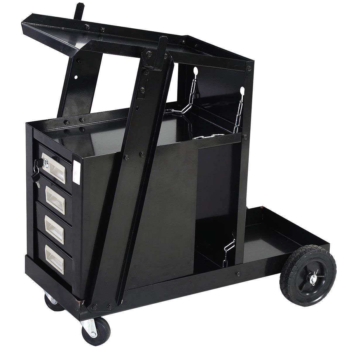 4 Drawer Cabinet Welding Welder Cart Plasma Cutter Tank Storage MIG TIG ARC New