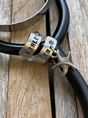 International Nurse day Gift, Personalized Stethoscope ID Name Tag with custom charm, Hand stamped Stethoscope Charm, Nurse Birthday Gift, RN Tag, RN gift, Nursing school graduation gift