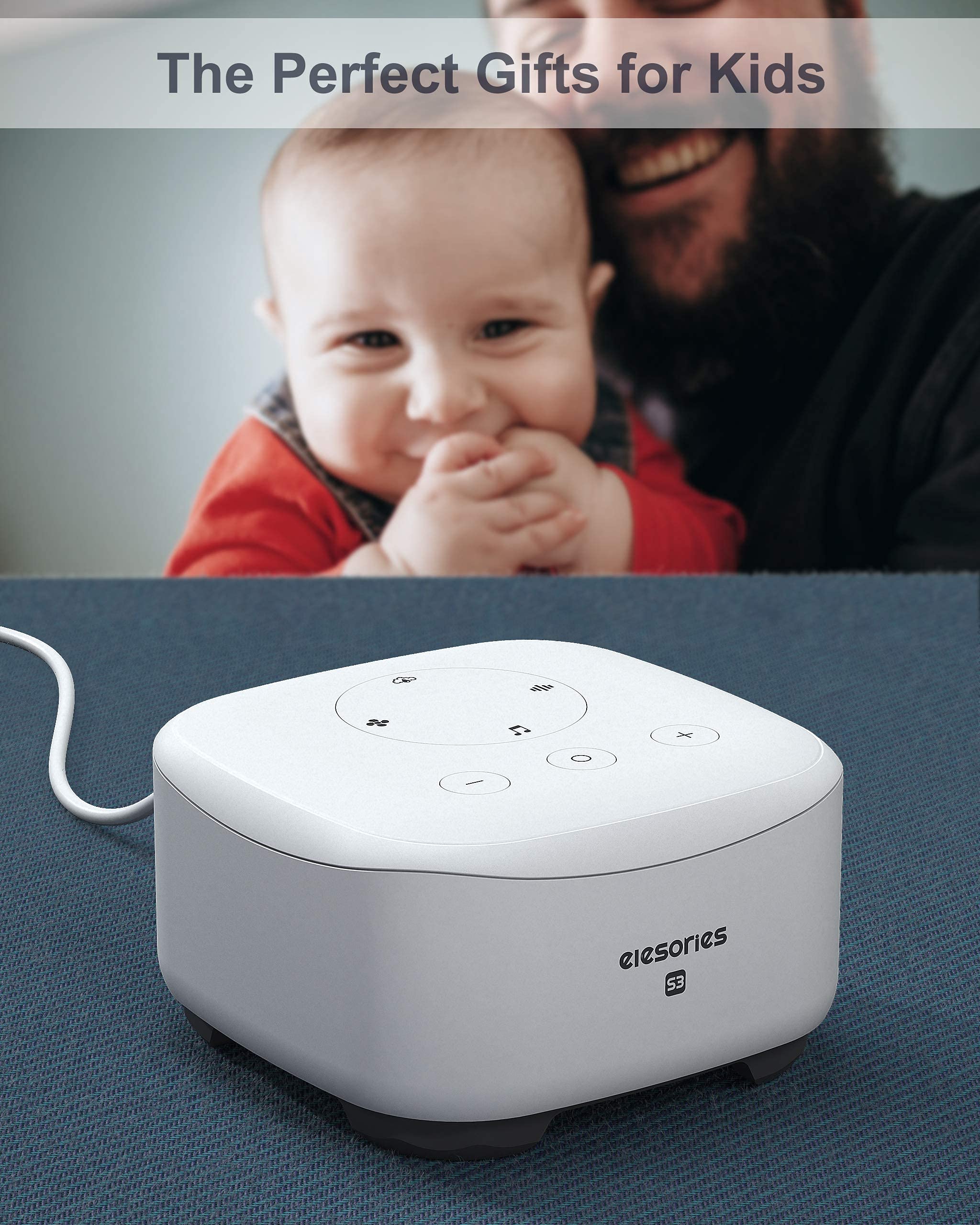 elesories S3 White Noise Machine, Portable Sleep Therapy Sound Machine for Adults Baby Kids Sleeping