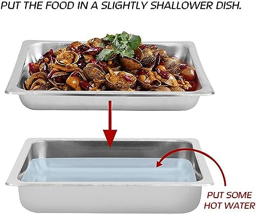 4.5L Stainless Steel Chafing Dish with Lid, Rectangular Foldable Buffet Server Pans Food Warmer, for Wedding, Parties, Banquet, Catering Events