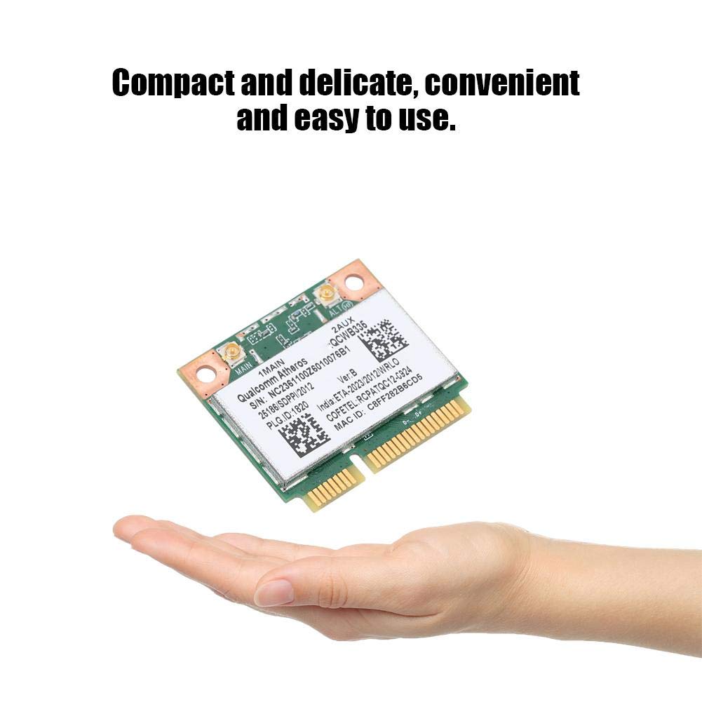 ASHATA Network Card,for Qualcomm AR9565 QCWB335 150M Mini PCI-E Bluetooth Network Card Universal, 2.4G Bluetooth Network Card for HP/DELL/ACER, etc.