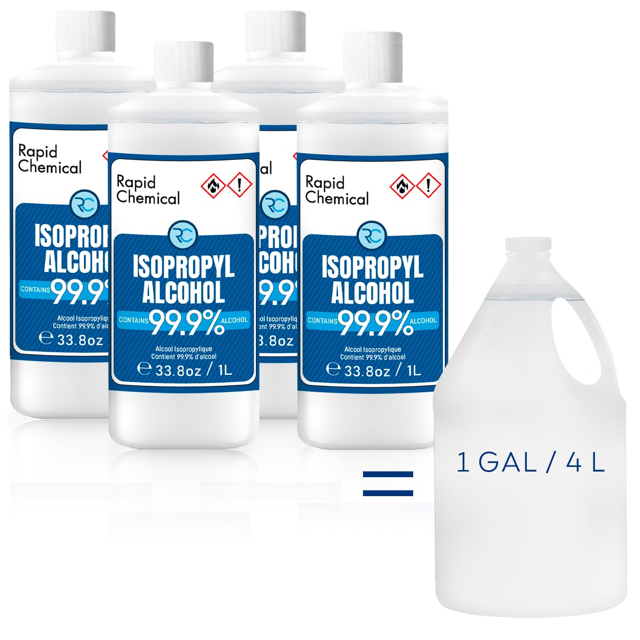 99% Isopropyl Alcohol - USP Grade - 99 Percent IPA Alcohol - 4 Pack of 1L (4 x 33.3 fl oz)