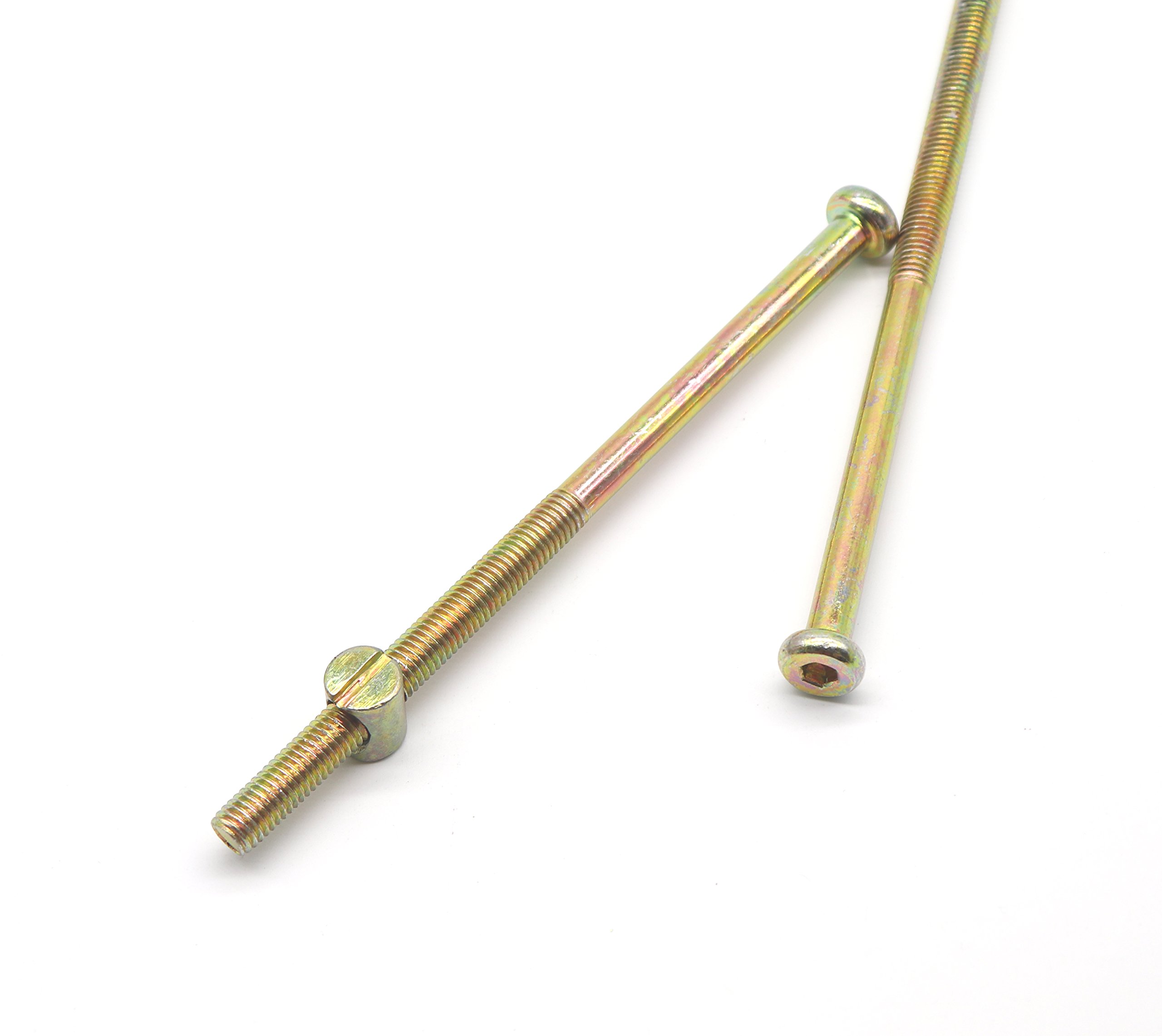 binifiMux 10-Pack M8 x 150mm Hex Drive Socket Cap Furniture Bed Bolt Crib Screws, Thread 78mm, M8x15mm Barrel Nut, Long Thread for Bunk Bed Zinc Plated