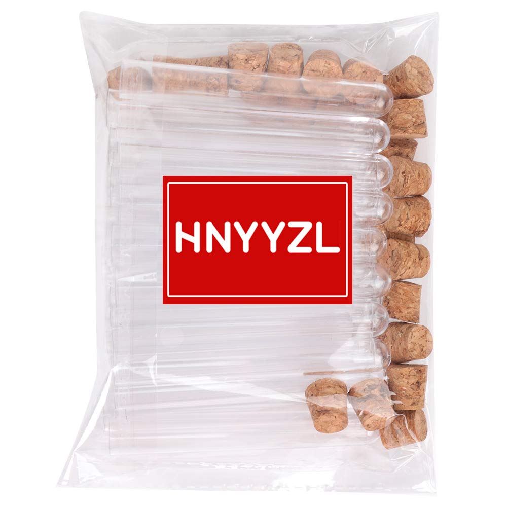 HNYYZL 30Pcs Clear Plastic Test Tubes with Cork Stoppers, 15x100mm 10ml, Good Seal for Jewelry Seed Beads Powder Spice Liquid Storage, Lab Use or Decoration
